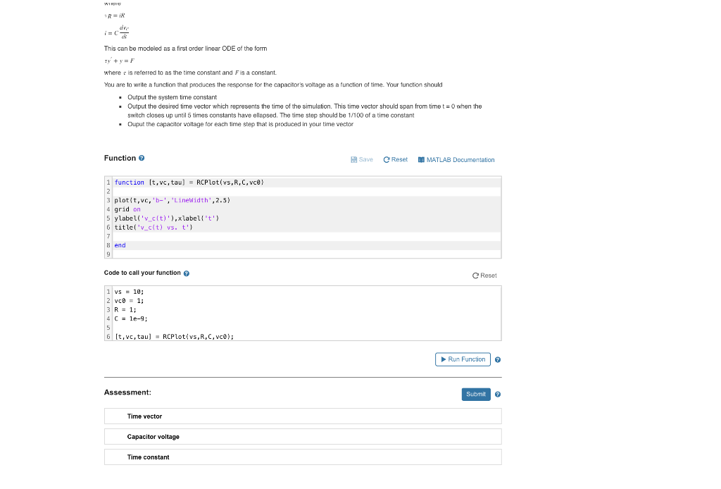please help with RC and RLC circuit using matlab | Chegg.com