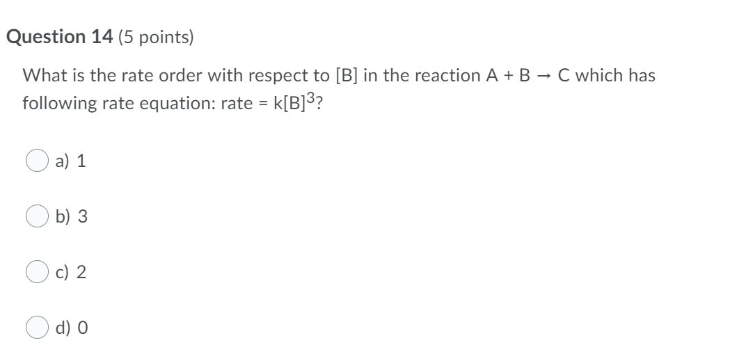 Solved Question 14 (5 points) What is the rate order with | Chegg.com