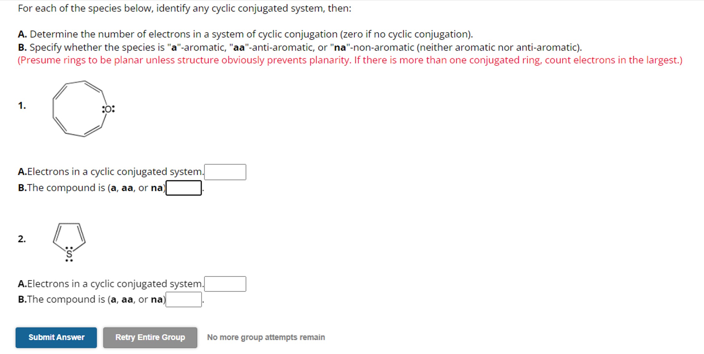 Solved For each of the species below, identify any cyclic | Chegg.com