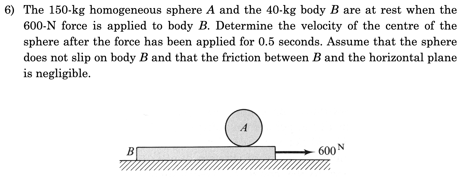 Solved 6) The 150−kg homogeneous sphere A and the 40−kg body | Chegg.com