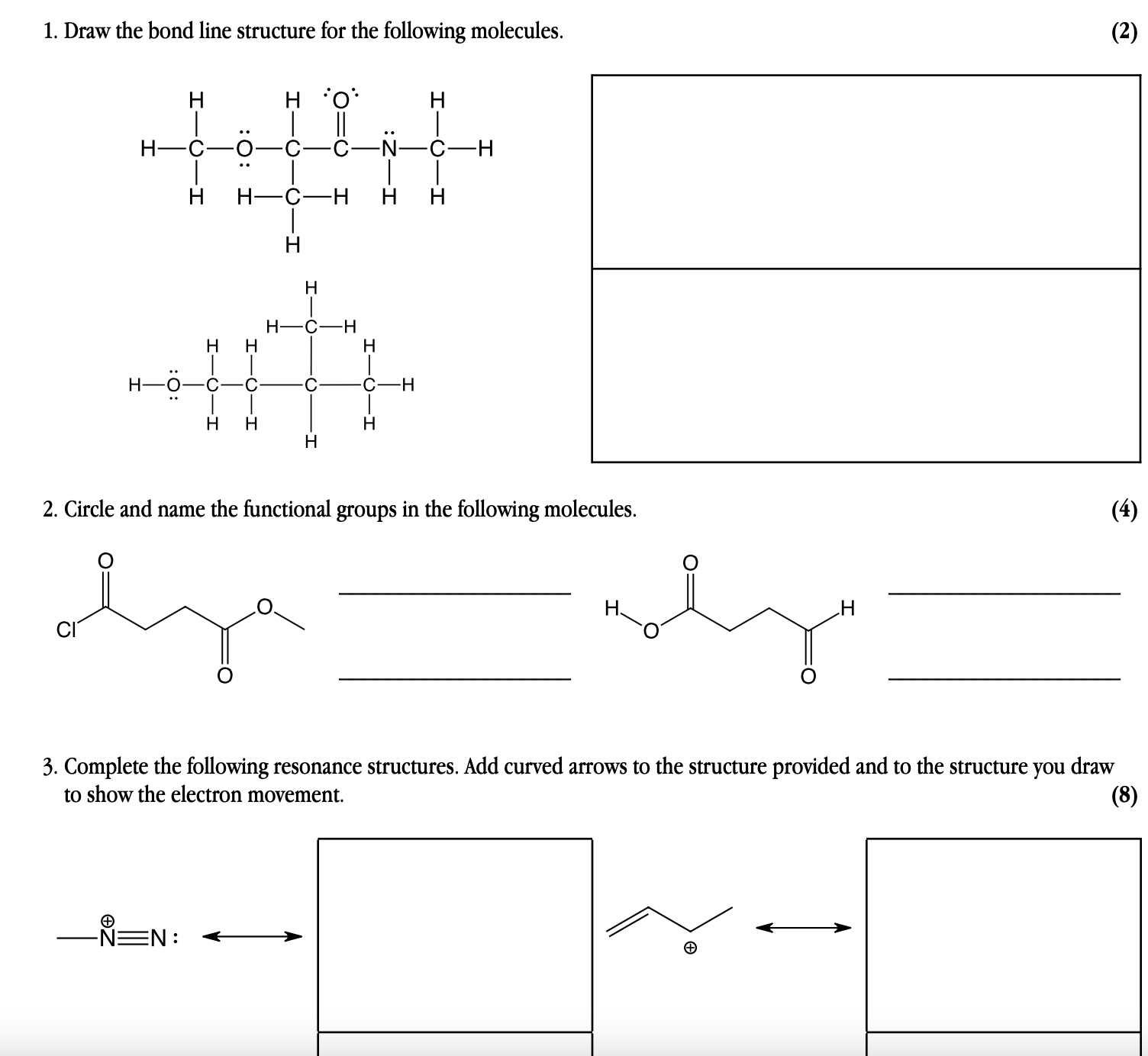 Solved 1. Draw the bond line structure for the following | Chegg.com