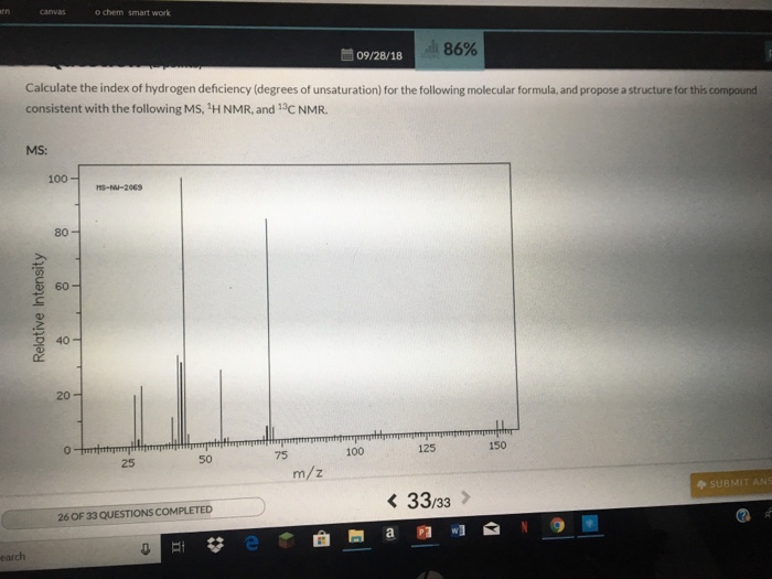 Solved o chem smart work 86% 09/28/18 Calculate the index of | Chegg.com