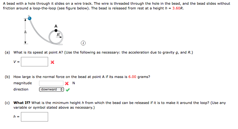 Solved A bead with a hole through it slides on a wire track. | Chegg.com