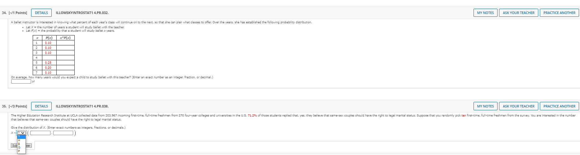 Solved 34. [-/1 Points] DETAILS ILLOWSKYINTROSTAT1 4.PR.032. | Chegg.com