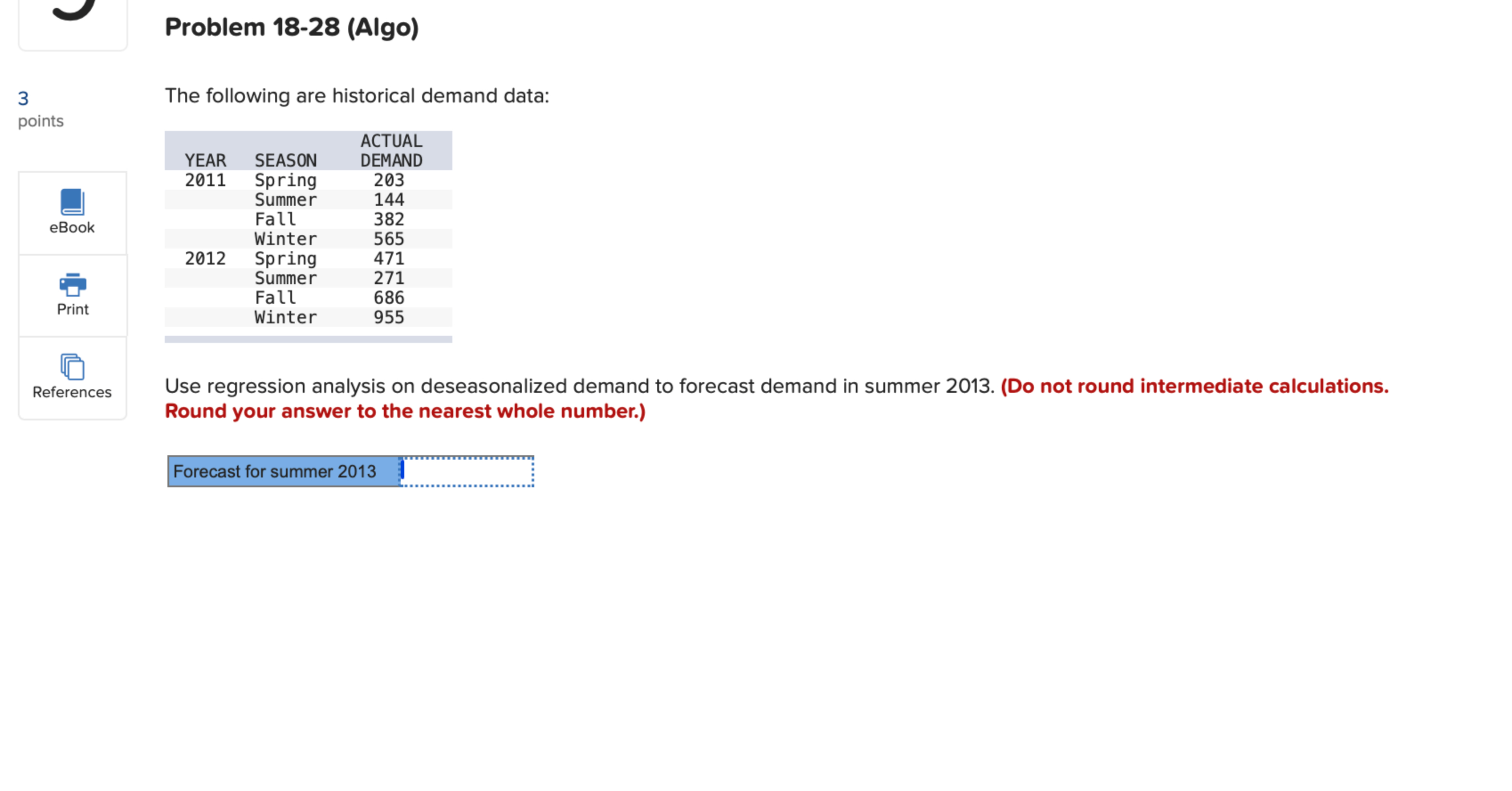 Solved Problem 18-28 (Algo)Use regression analysis on | Chegg.com