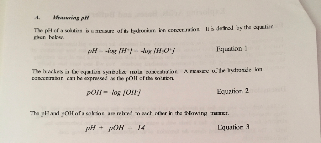 Solved A. Measuring pH ion concentration. It is defined by | Chegg.com