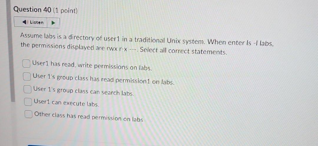 Solved Assume labs is a directory of user 1 in a traditional | Chegg.com
