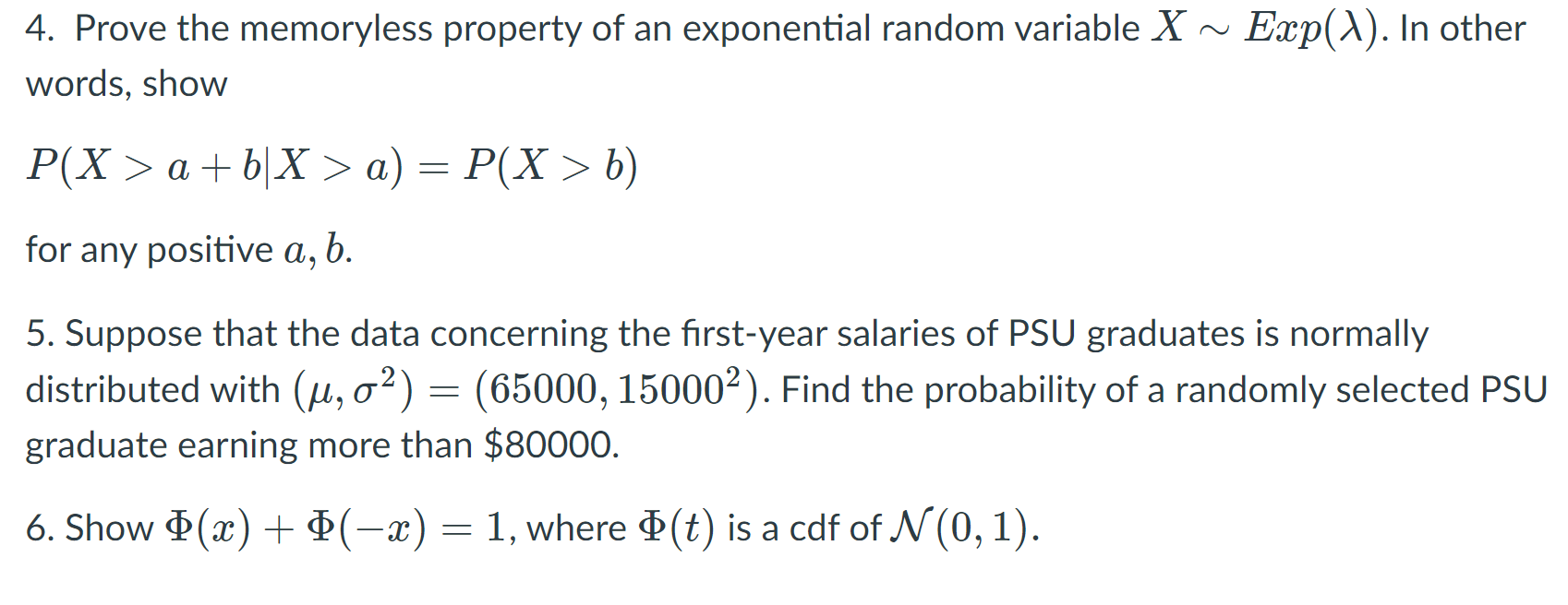 Solved 4. Prove the memoryless property of an exponential | Chegg.com