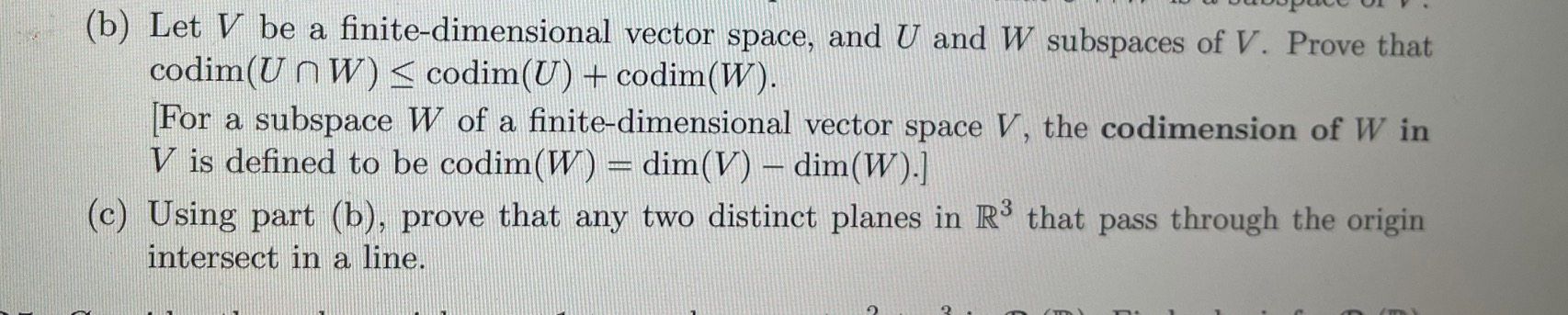 Solved (b) Let V be a finite-dimensional vector space, and U | Chegg.com