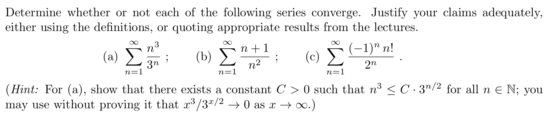 Solved Determine whether or not each of the following series | Chegg.com