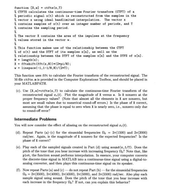 Solved 7.1 Aliasing due to Undersampling This exercise | Chegg.com