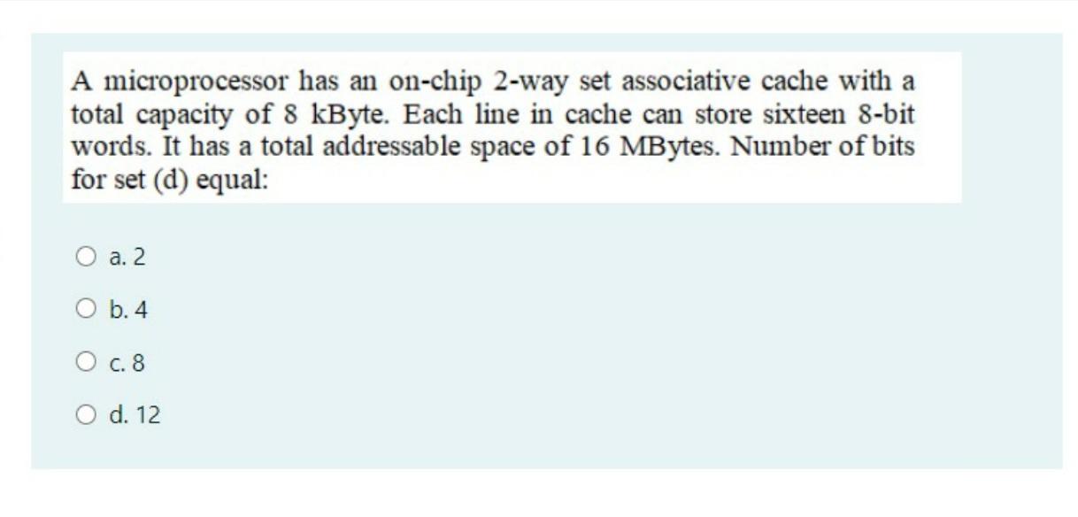 Solved M, A two-way set-associative cache has lines of 16 | Chegg.com