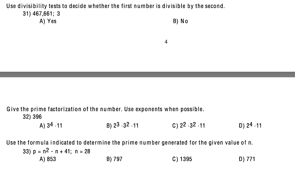 Solved Use divisibility tests to decide whether the first | Chegg.com