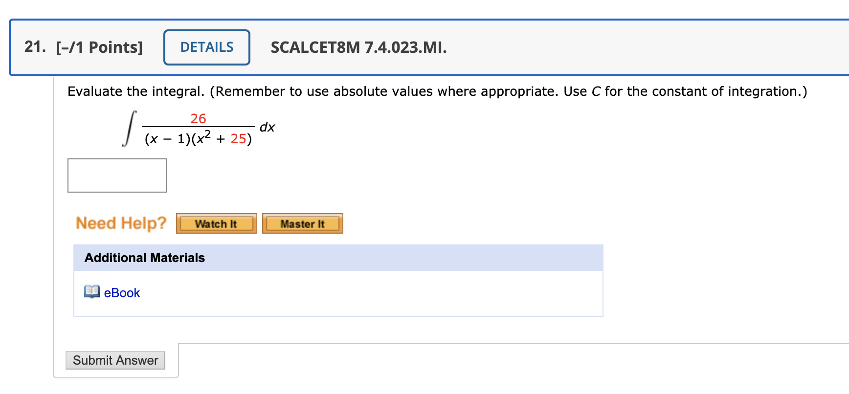 Solved 5. [-/1 Points] DETAILS SCALCET8M 7.1.531.XP. | Chegg.com