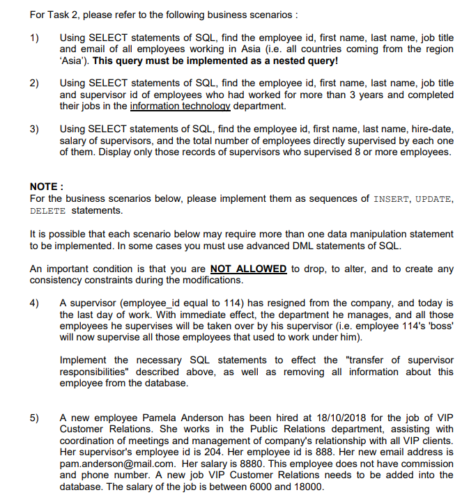 Solved hi! i want the sql format for this task 2 in clear | Chegg.com