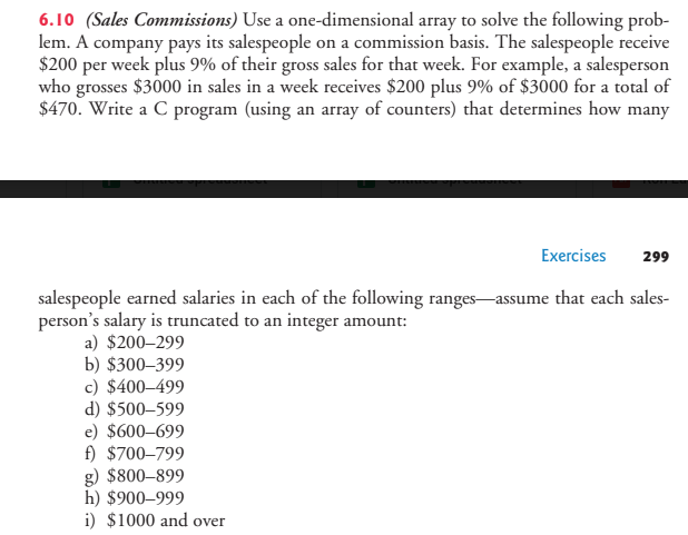 Solved 6.10 (Sales Commissions) Use a one-dimensional array | Chegg.com