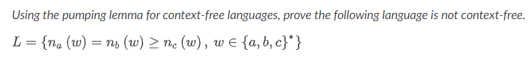 Solved Using the pumping lemma for context-free languages, | Chegg.com