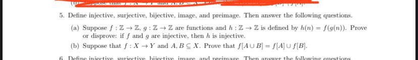 Solved 5. Define injective, surjective, bijective, image, | Chegg.com