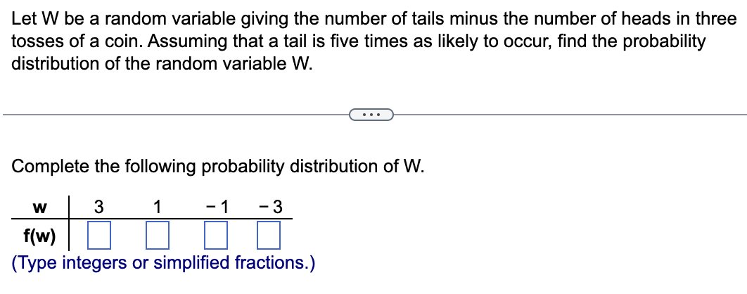 Solved Let W ﻿be a random variable giving the number of | Chegg.com