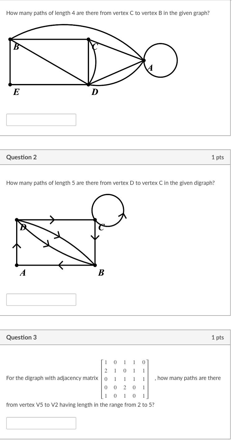 Solved How many paths of length 4 are there from vertex C to | Chegg.com