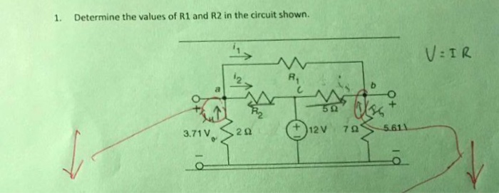 Solved Determine the values of R1 and R2 in the circuit | Chegg.com