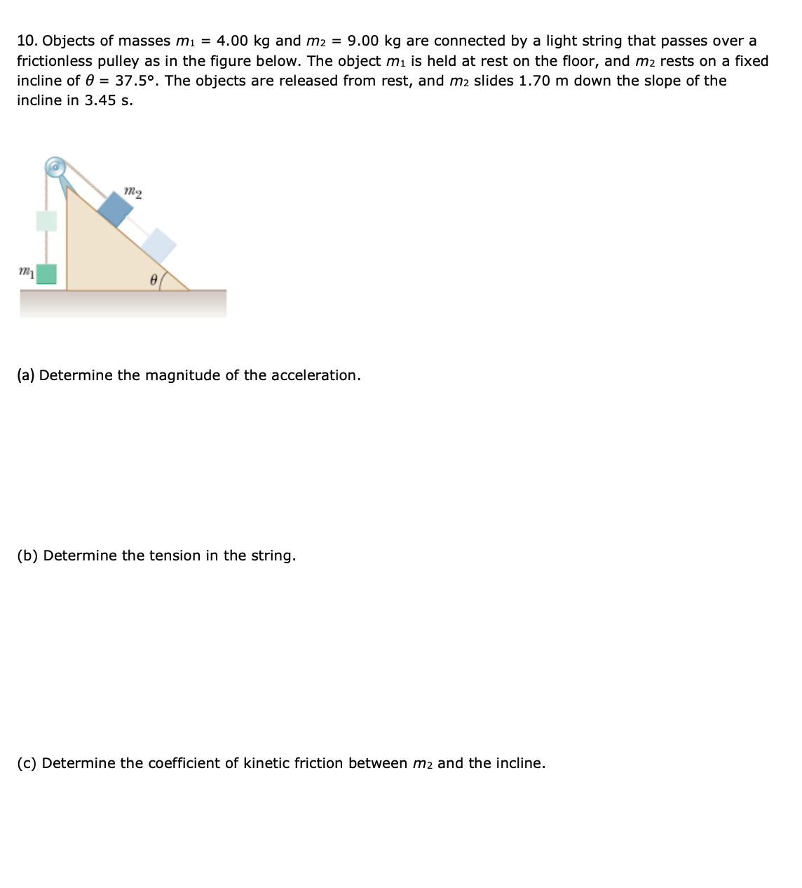 Solved Objects of masses m1=4.00kg ﻿and m2=9.00kg ﻿are | Chegg.com