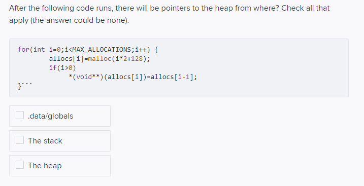Solved After the following code runs, there will be pointers | Chegg.com