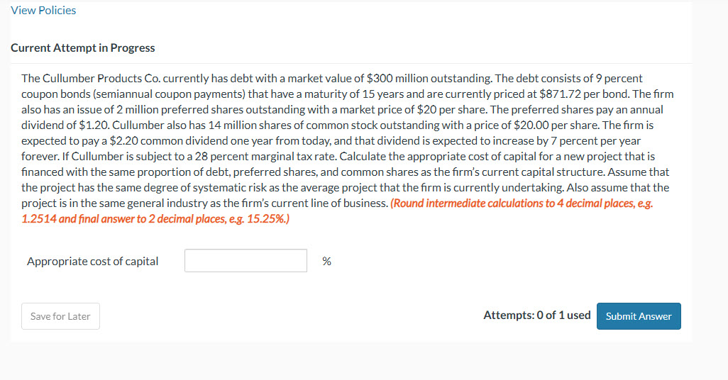 Solved Current Attempt in ProgressThe Cullumber Products Co. | Chegg.com