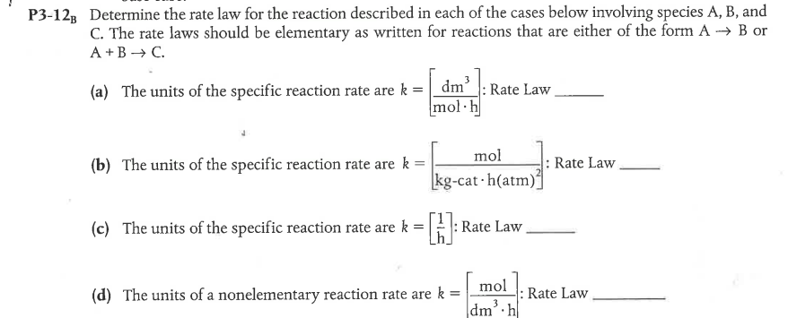 Solved −12B Determine the rate law for the reaction | Chegg.com