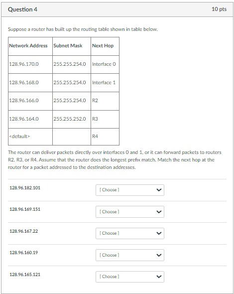 Choices: R1, ﻿R2, ﻿R3, ﻿R4, ﻿Interface0, ﻿Interface1 | Chegg.com