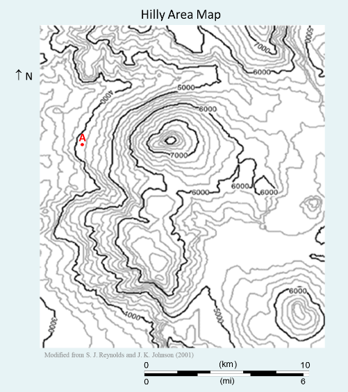Solved Using the Hilly Area Map (contour interval: 200 m), | Chegg.com
