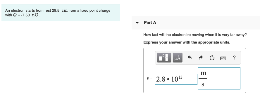 Solved An electron starts from rest 29.5 cm from a fixed | Chegg.com