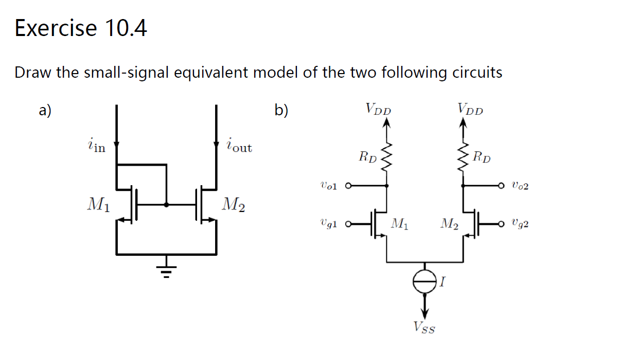 Solved Exercise 10.4 Draw the small-signal equivalent model | Chegg.com