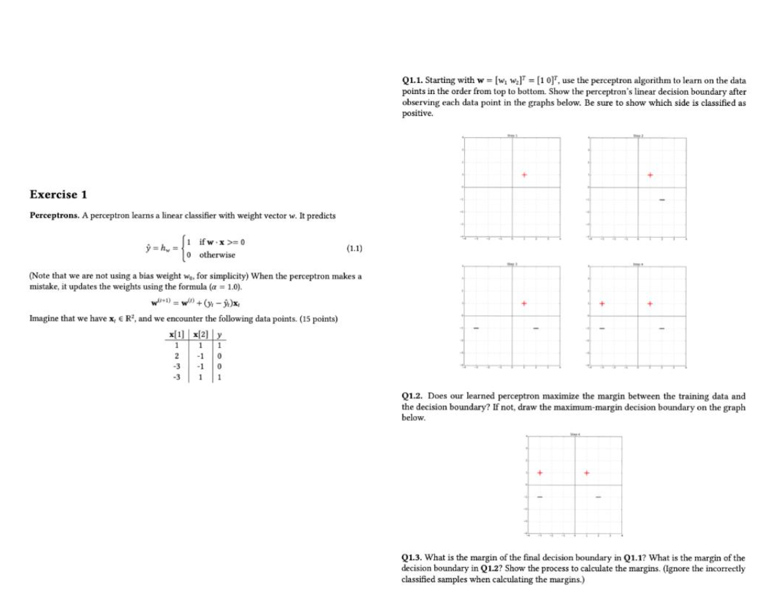 Solved Q1.1. Starting with w=[w1w2]T=[10]T, use the | Chegg.com