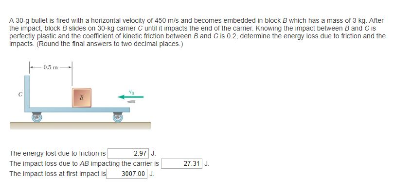 Solved A 30-g bullet is fired with a horizontal velocity of | Chegg.com