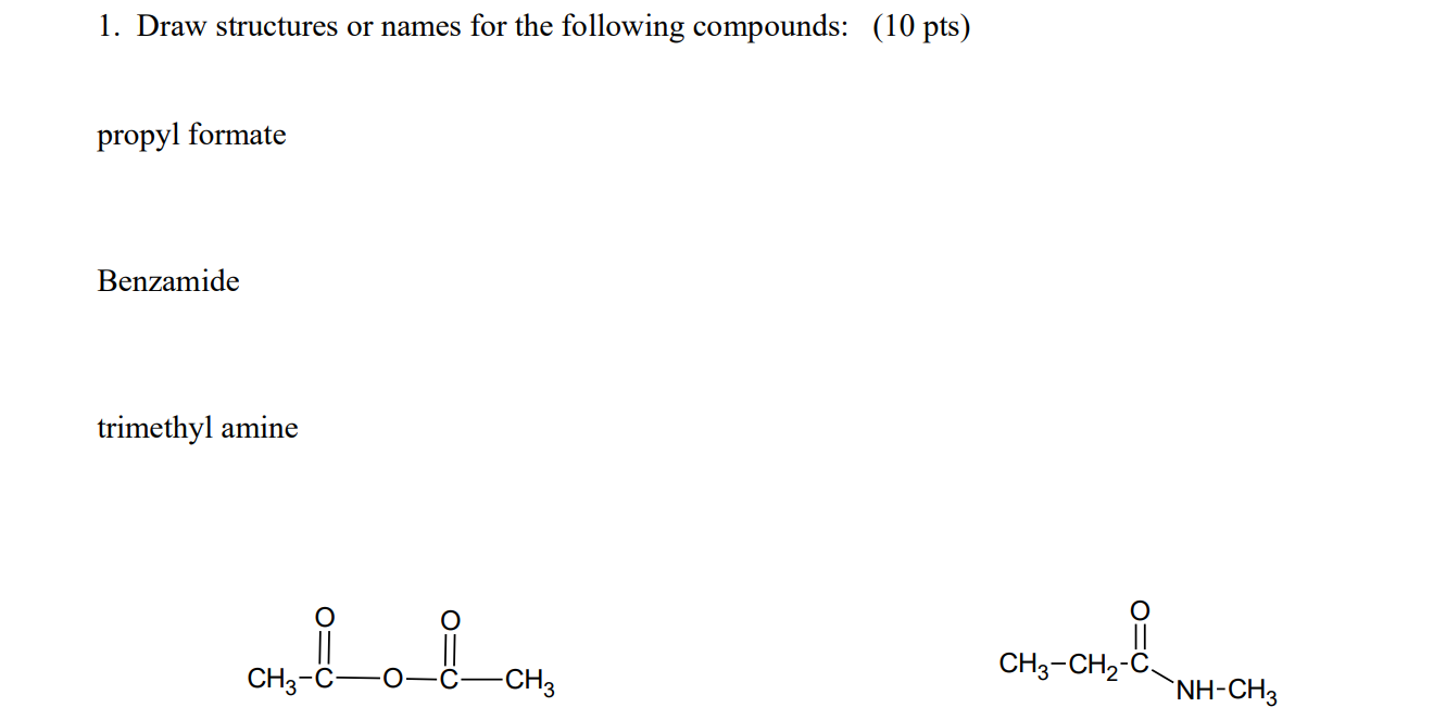 Solved 1. Draw structures or names for the following | Chegg.com