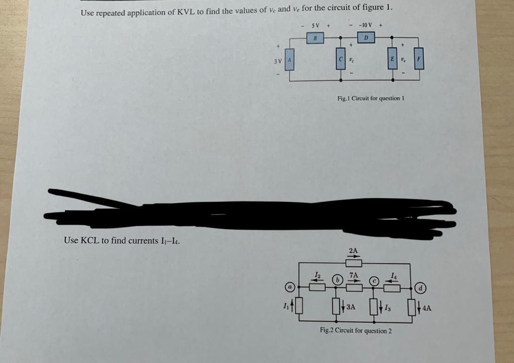Solved Use repeated application of KVL to find the values of | Chegg.com