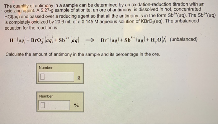 Solved The quantity of antimony in a sample can be | Chegg.com