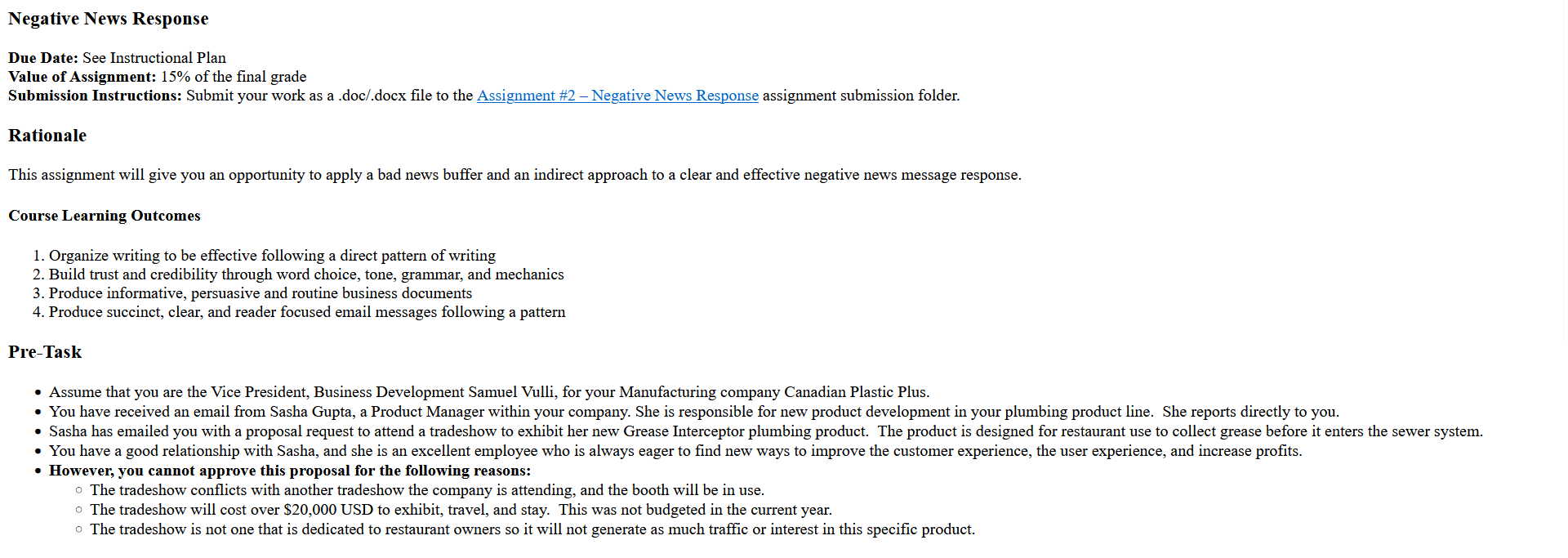Solved Due Date: See Instructional Plan Value of Assignment: | Chegg.com