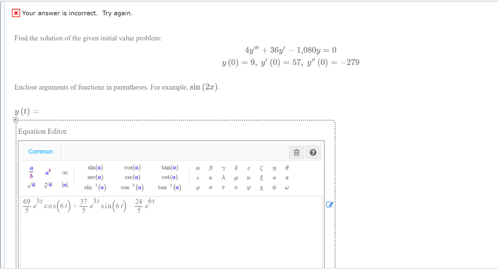 Solved x Your answer is incorrect. Try again. Find the | Chegg.com