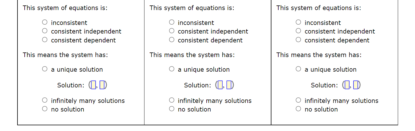 Solved For each system of linear equations shown below, | Chegg.com