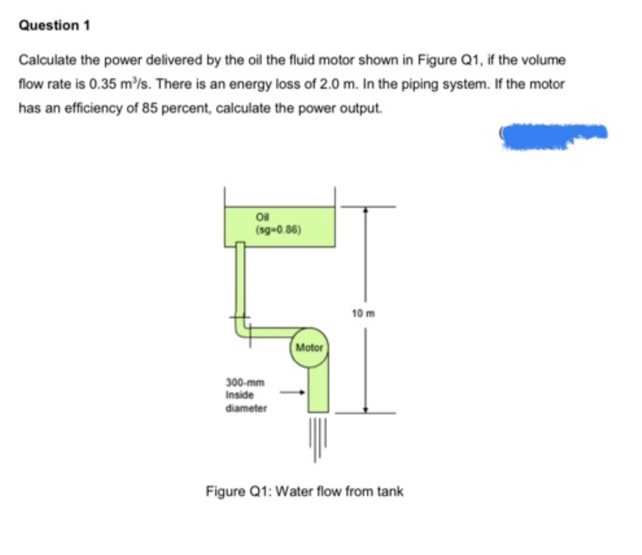 Solved Calculate the power delivered by the oil the fluid | Chegg.com