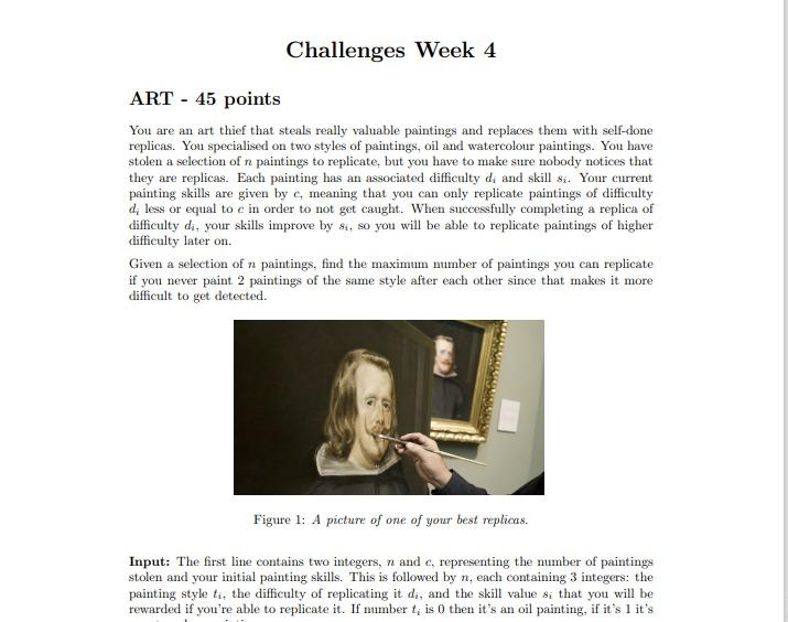 Solved Challenges Week 4 ART - 45 points You are an art | Chegg.com