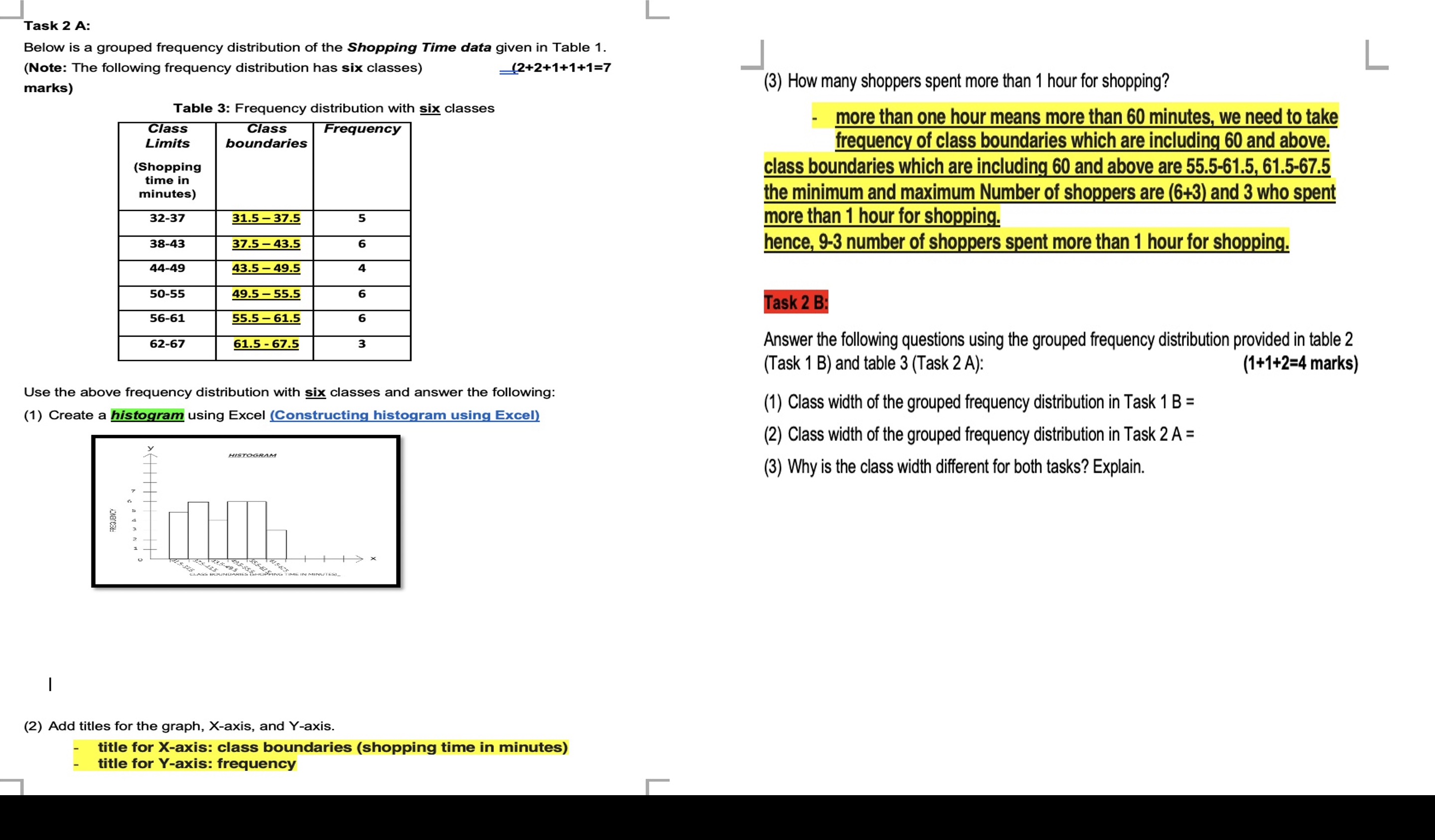 Task 2 A: Below is a grouped frequency distribution | Chegg.com