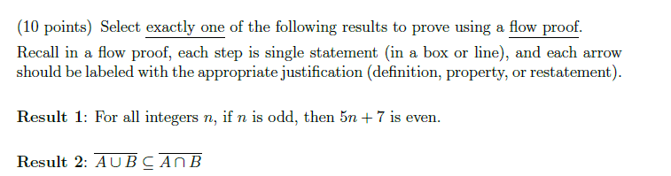 Solved (10 points) Select exactly one of the following | Chegg.com