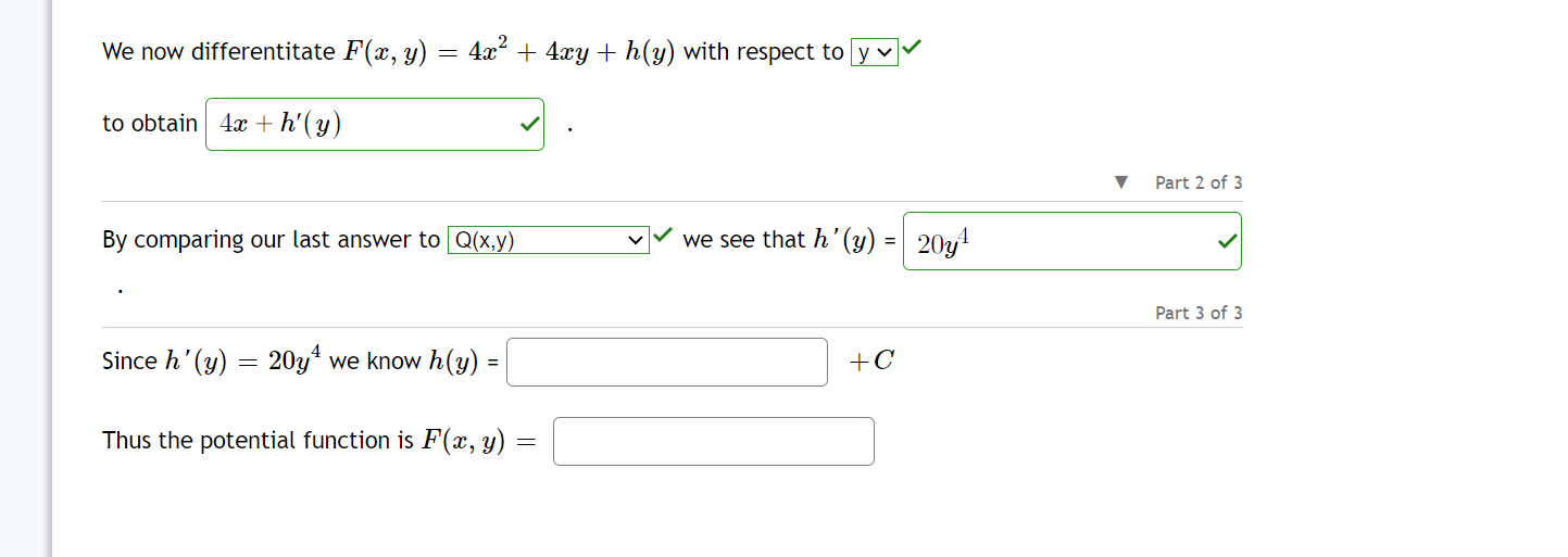 Solved We now differentitate F(x,y)=4x2+4xy+h(y) ﻿with | Chegg.com