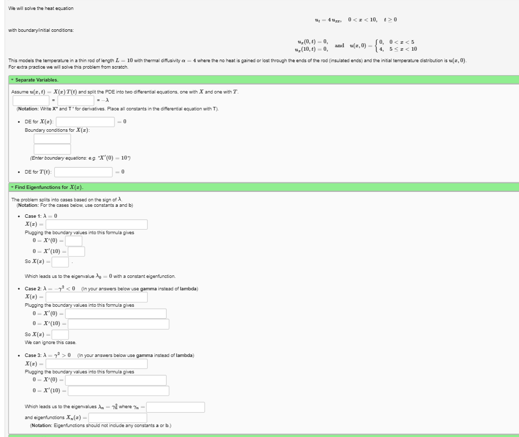 Solved We will solve the heat equation ut = 4 ug 0 0 with | Chegg.com