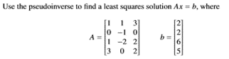 Solved Use the pseudoinverse to find a least squares | Chegg.com