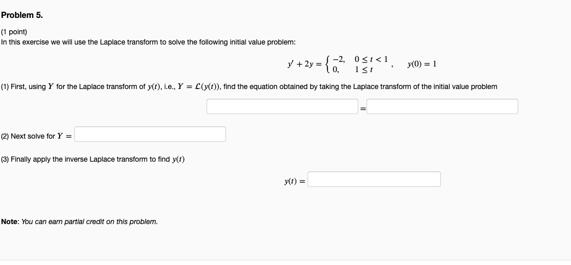 Solved (1 point) In this exercise we will use the Laplace | Chegg.com