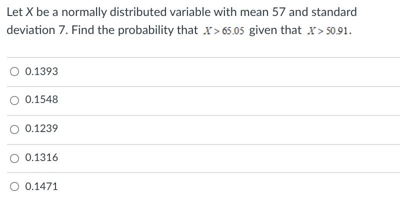 Solved Let X be a normally distributed variable with mean 47 | Chegg.com